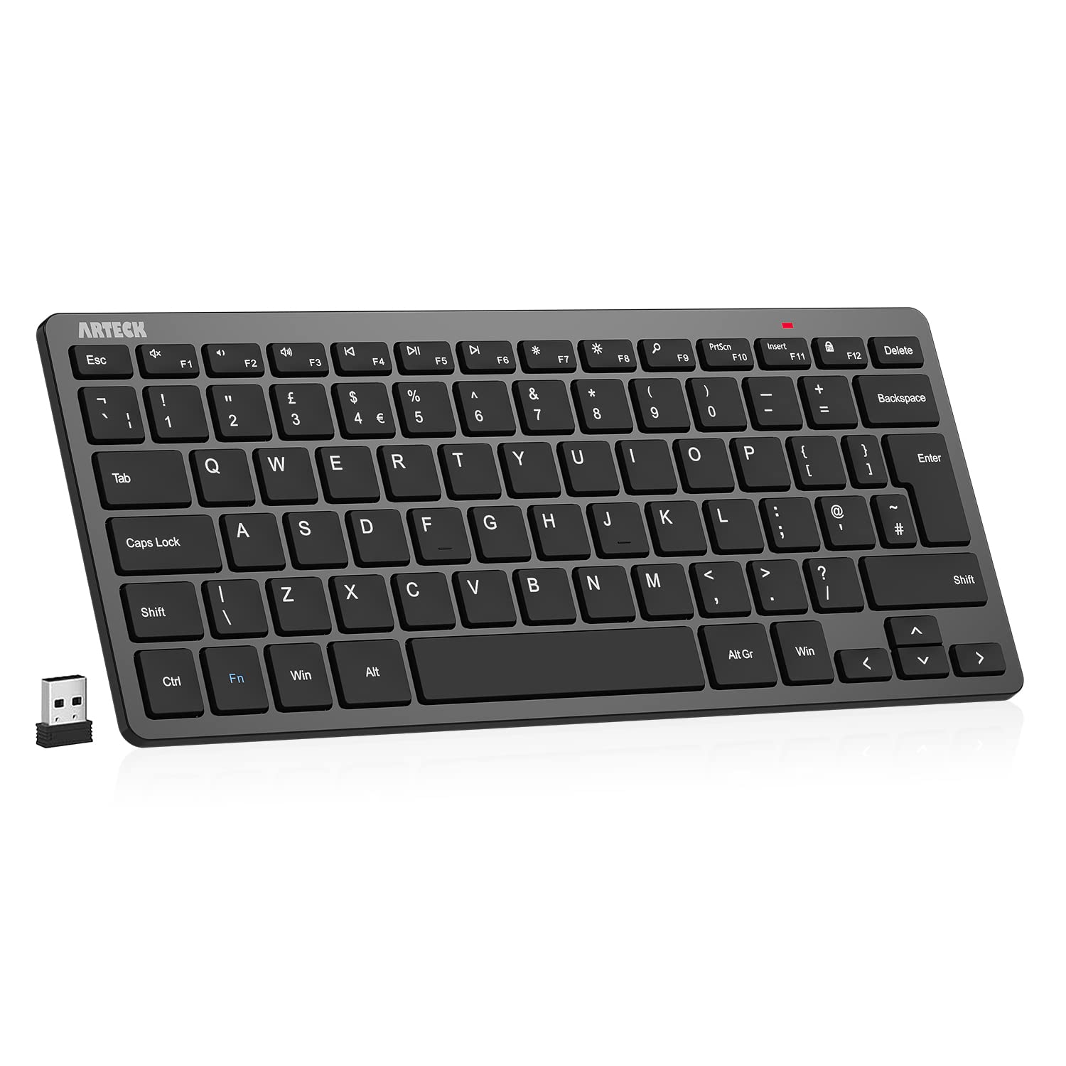 Arteck 2.4G Wireless Keyboard Ultra Slim and Compact Keyboard with Med ...